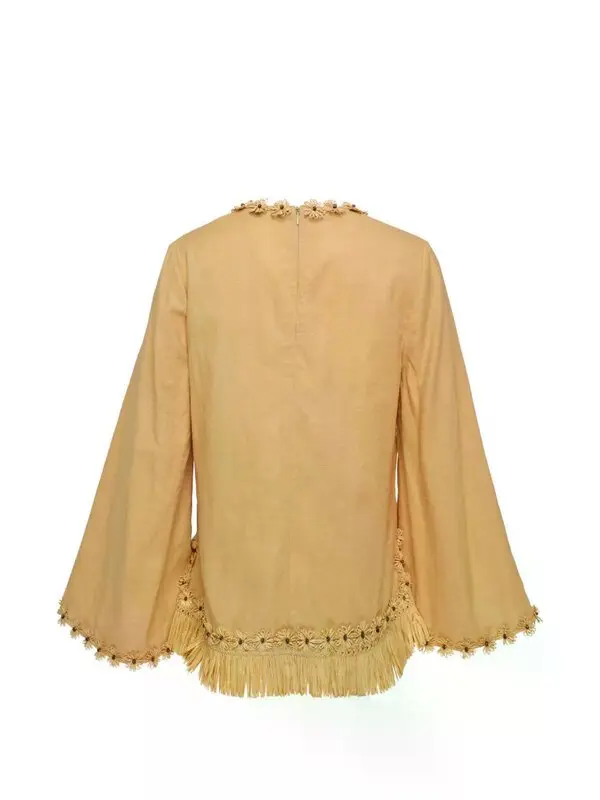 Zimmermann Lace-up Fringed Blouse
