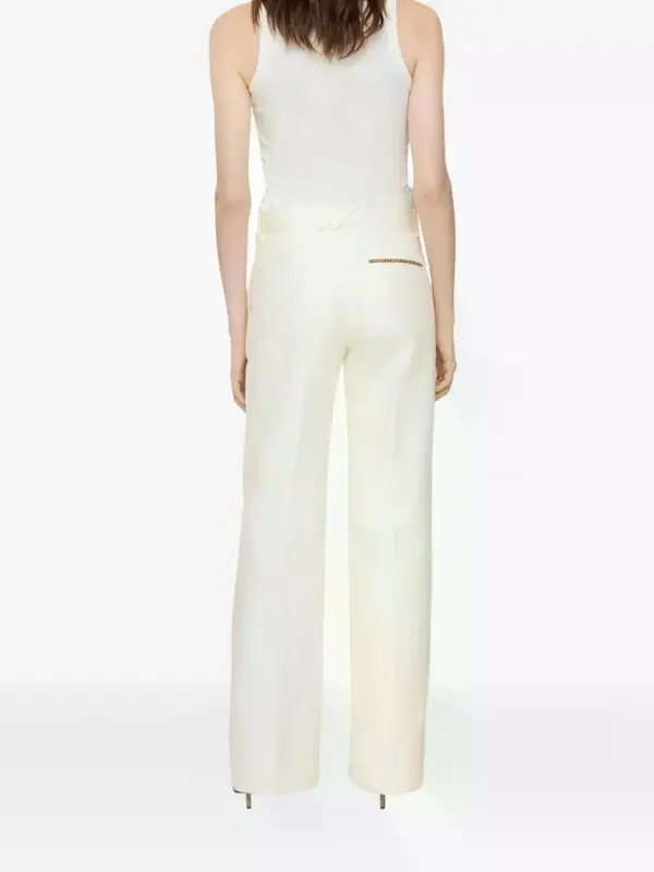 Burberry Tailored Slim Fit Cotton Blend Twill Trousers With Flared Hem