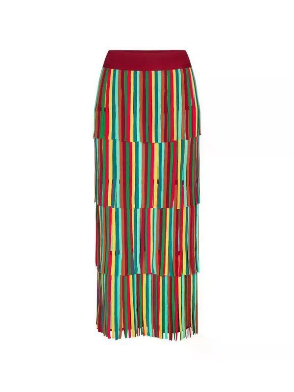 SIMONMILLER Za Za Fringe-trimmed Maxi Skirt - Red