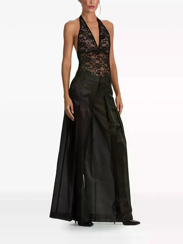 Alice + Olivia Lina Plunging V-neck Halter Lace Bodysuit