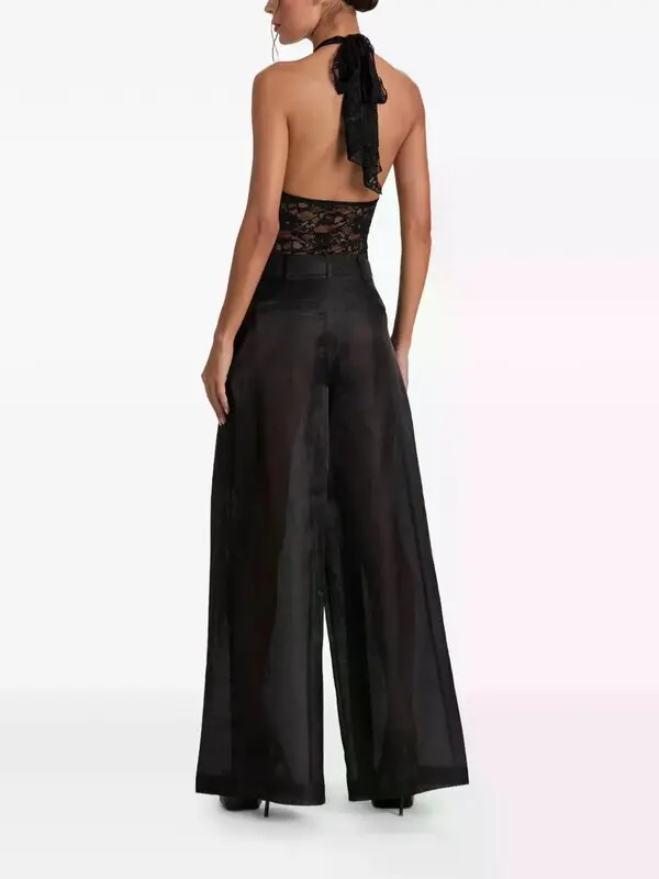 Alice + Olivia Lina Plunging V-neck Halter Lace Bodysuit