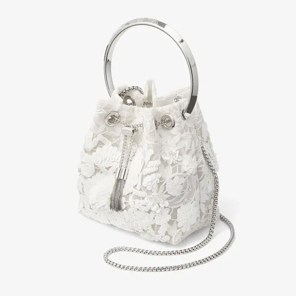 JIMMY CHOO Bon Bon Bucket Bag With Bloom Paillette Embroidery