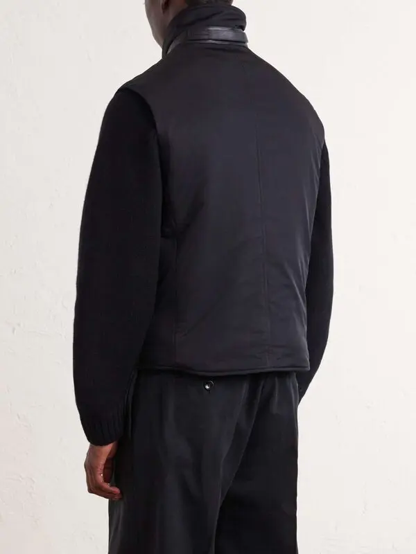 TOM FORD Peach Touch Leather-trimmed Poplin Gilet