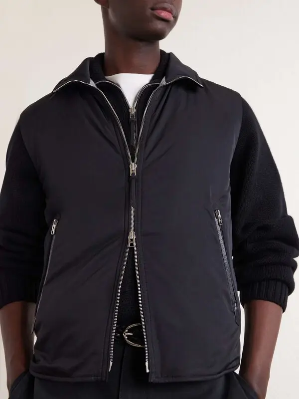 TOM FORD Peach Touch Leather-trimmed Poplin Gilet