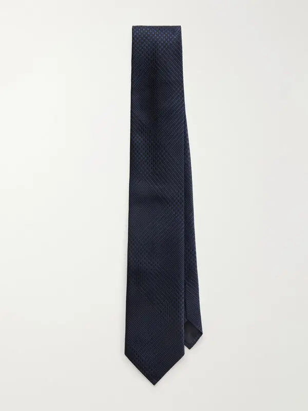 TOM FORD 7cm Prince Of Wales Checked Silk-jacquard Neck Tie - Blue