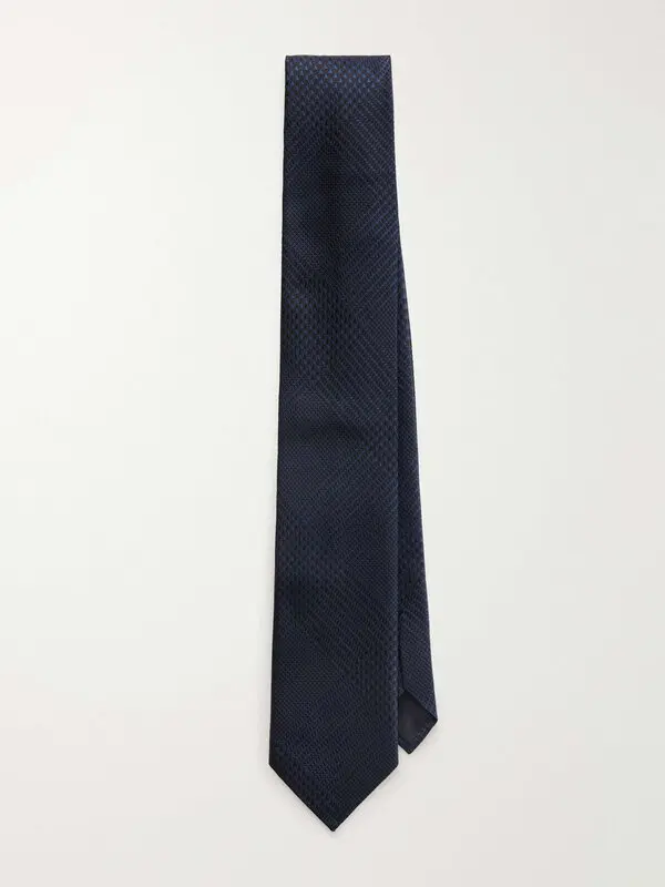 TOM FORD 7cm Prince Of Wales Checked Silk-jacquard Tie - Navy