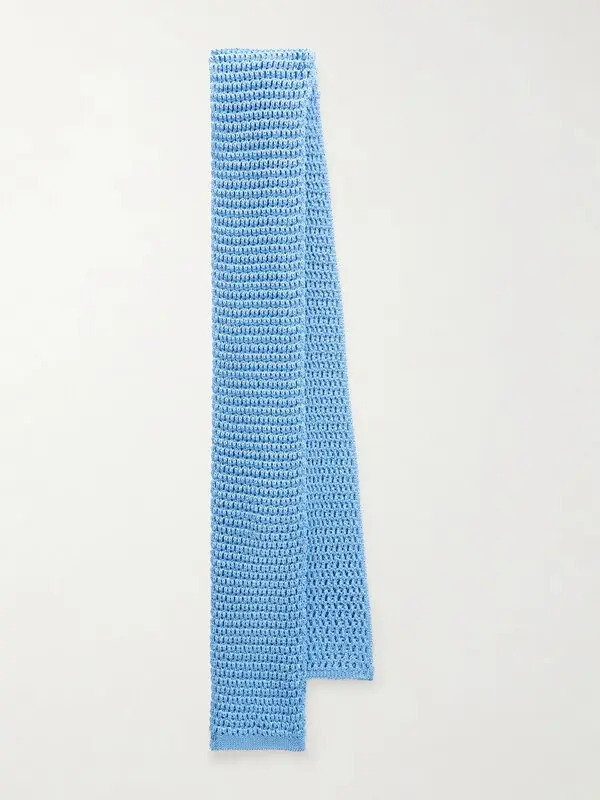 TOM FORD Knitted Silk Tie - Blue