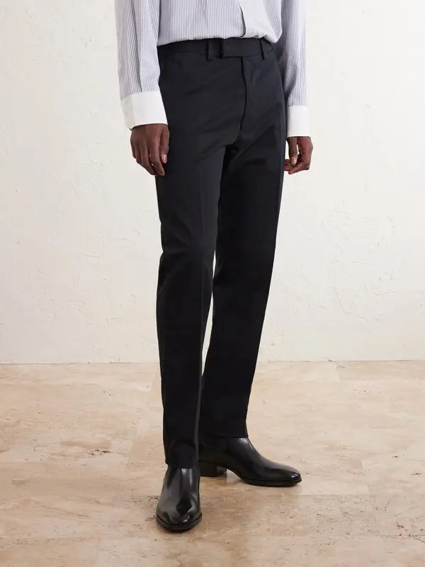 TOM FORD Tapered Cotton-blend Twill Trousers