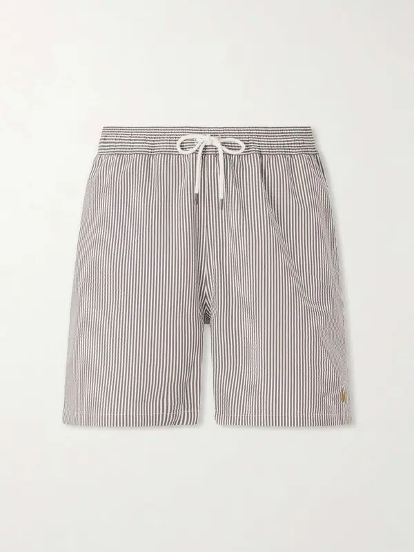 Polo Ralph Lauren Traveler Striped Straight-leg Swim Shorts - Brown