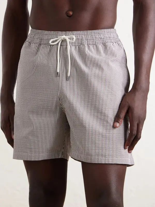 Polo Ralph Lauren Traveler Striped Seersucker Swim Shorts - Brown