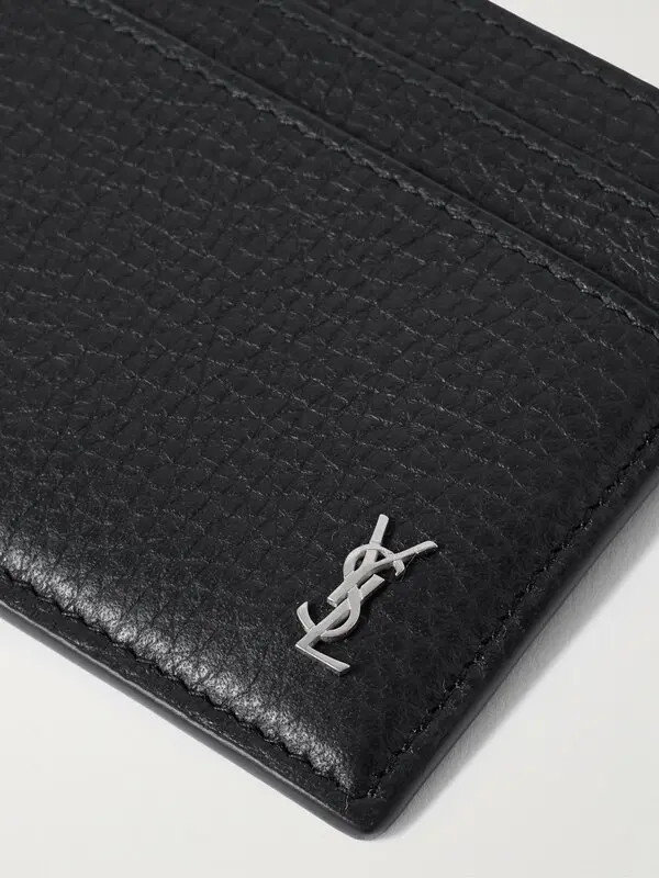 Saint Laurent Tiny Cassandre Logo-appliquéd Full-grain Leather Cardholder