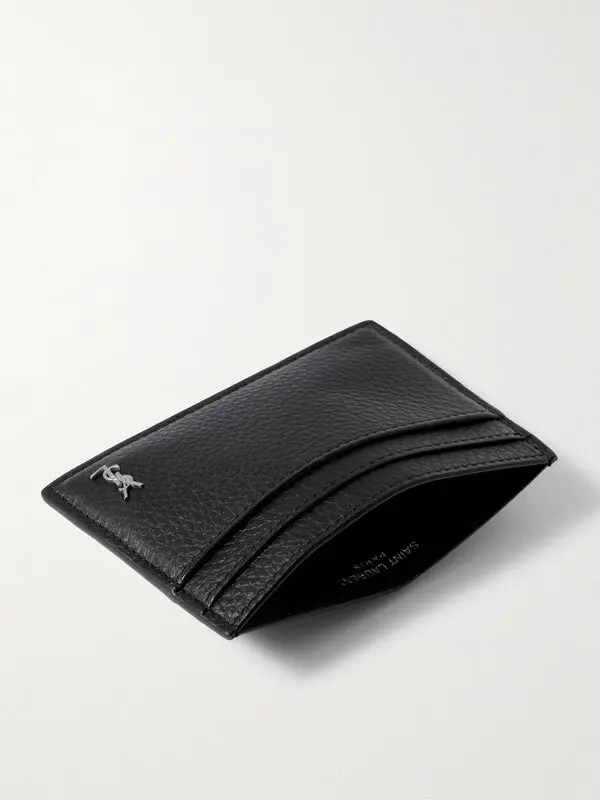 Saint Laurent Tiny Cassandre Logo-appliquéd Full-grain Leather Cardholder