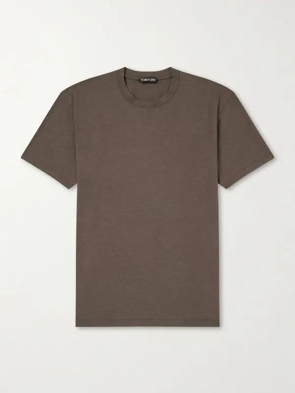 TOM FORD Lyocell And Cotton-blend T-shirt - Brown