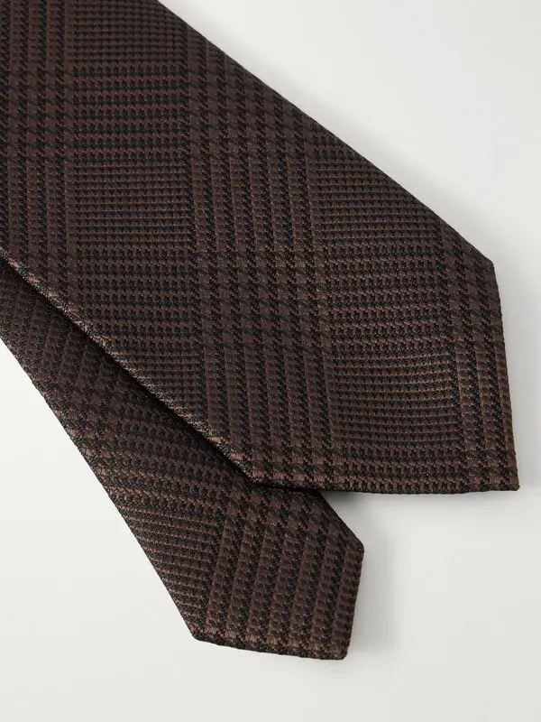 TOM FORD 7cm Prince Of Wales Checked Silk-jacquard Neck Tie - Brown