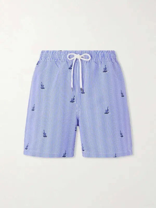 Polo Ralph Lauren Striped Recycled Seersucker Swim Shorts - Blue