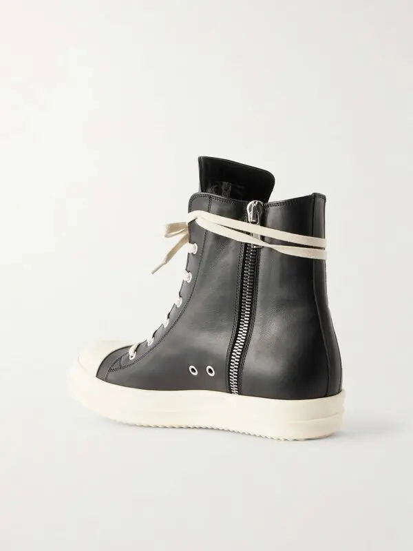 Rick Owens Ramones Full-grain Leather And Rubber Sneakers