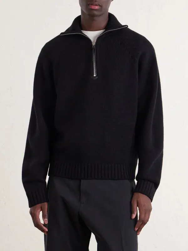 TOM FORD Wool And Cashmere-blend Half-zip Sweater - Black