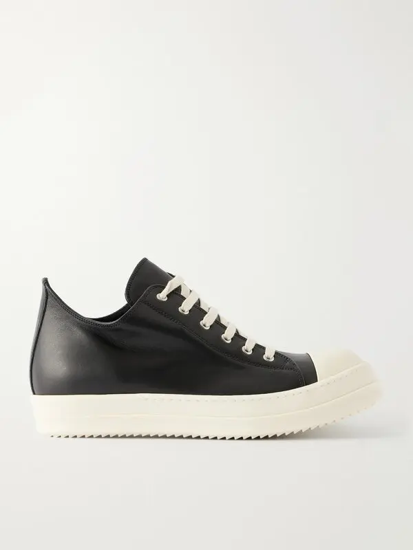 Rick Owens Ramones Full-grain Leather And Rubber Sneakers - Black
