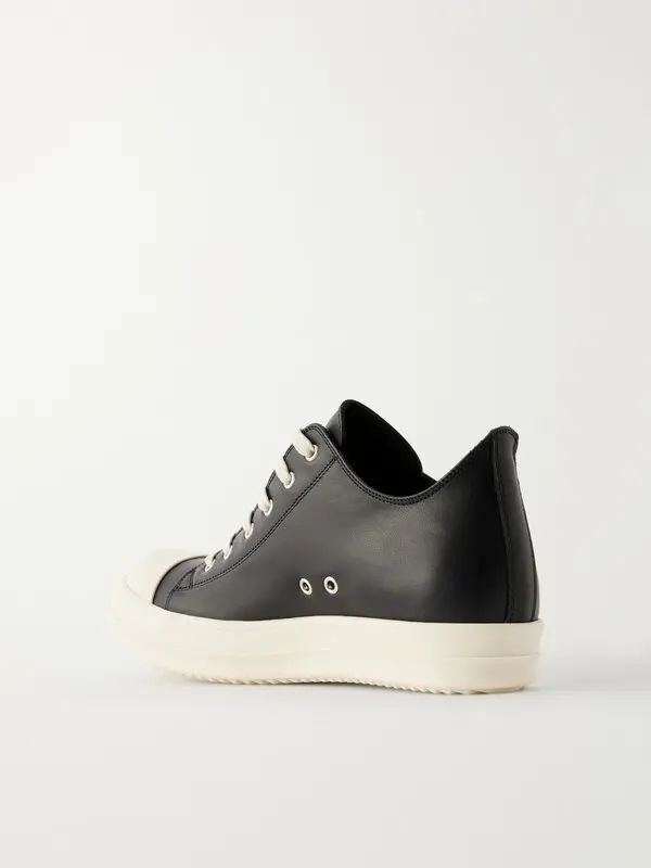 Rick Owens Ramones Full-grain Leather And Rubber Sneakers - Black