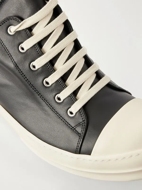 Rick Owens Ramones Full-grain Leather And Rubber Sneakers - Black