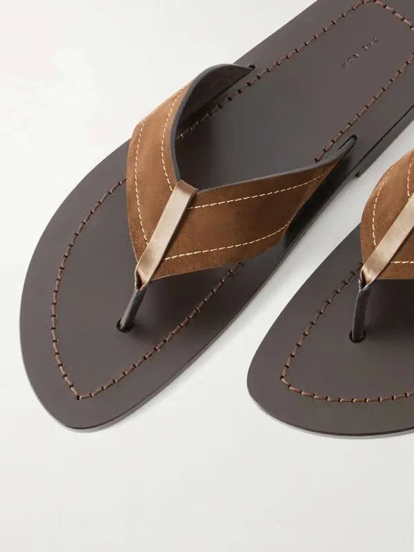 THE ROW Dan Suede Flip Flops