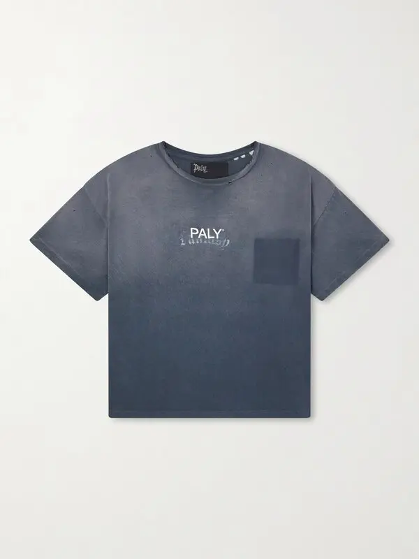 PALY HOLLYWOOD Core Logo-print Distressed Cotton-jersey T-shirt