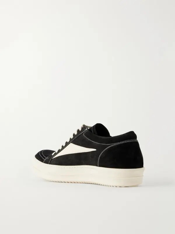 Rick Owens Suede And Leather Paneled Sneakers - Black