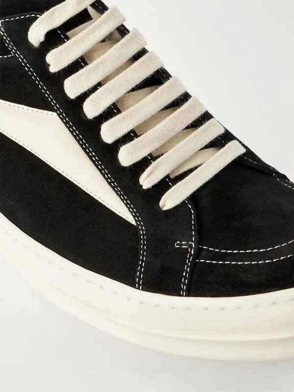 Rick Owens Suede And Leather Paneled Sneakers - Black