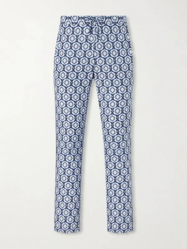 Orlebar Brown Alfred Straight-leg Printed Lyocell-satin Trousers - Blue