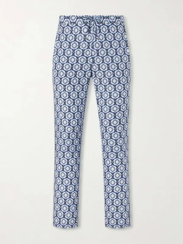 Orlebar Brown Alfred Straight-leg Printed Lyocell-satin Trousers - Navy