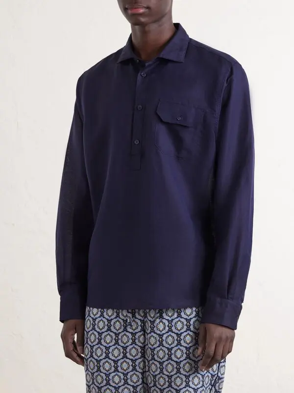 Orlebar Brown Cesare Linen And Cotton-blend Shirt - Blue