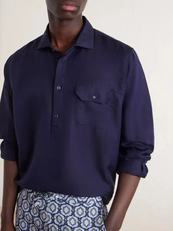 Orlebar Brown Cesare Linen And Cotton-blend Shirt - Blue