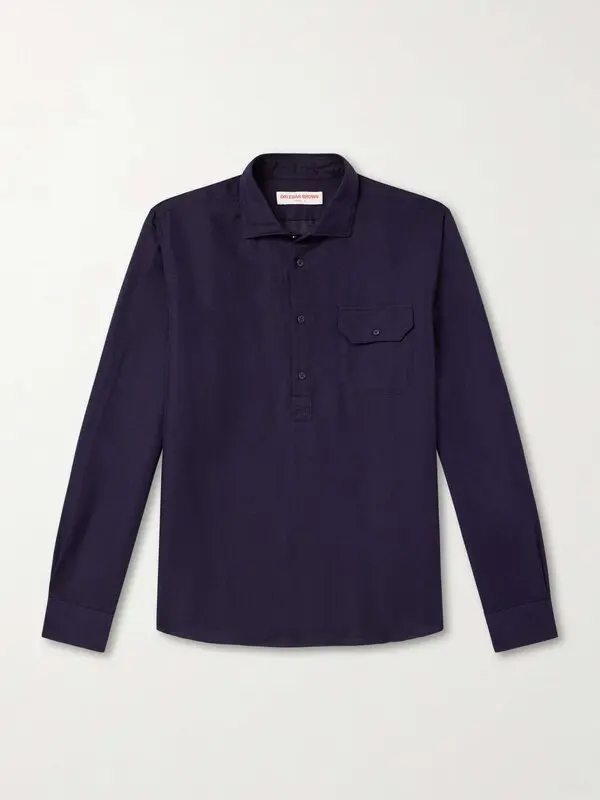 Orlebar Brown Cesare Linen And Cotton-blend Shirt - Navy