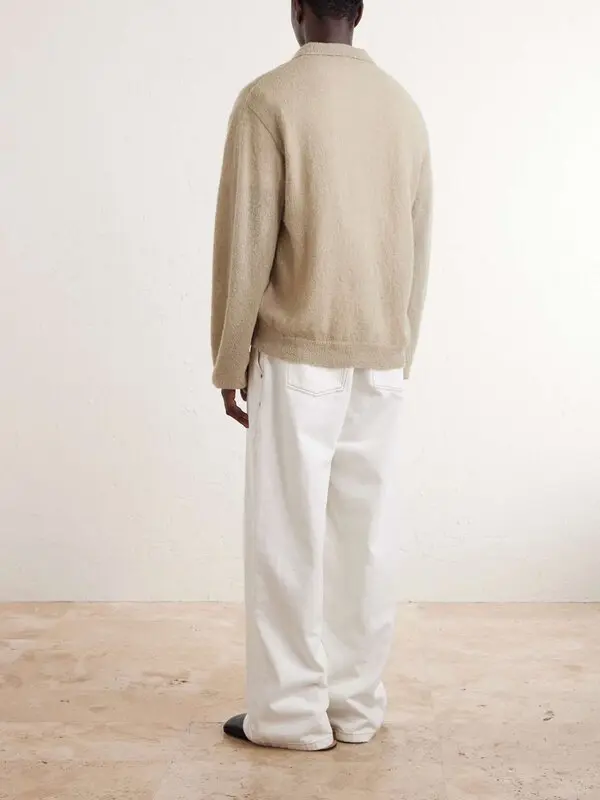 Our Legacy Evening Polo Alpaca And Wool-blend Cardigan - Beige