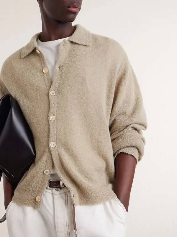Our Legacy Evening Polo Alpaca And Wool-blend Cardigan - Beige