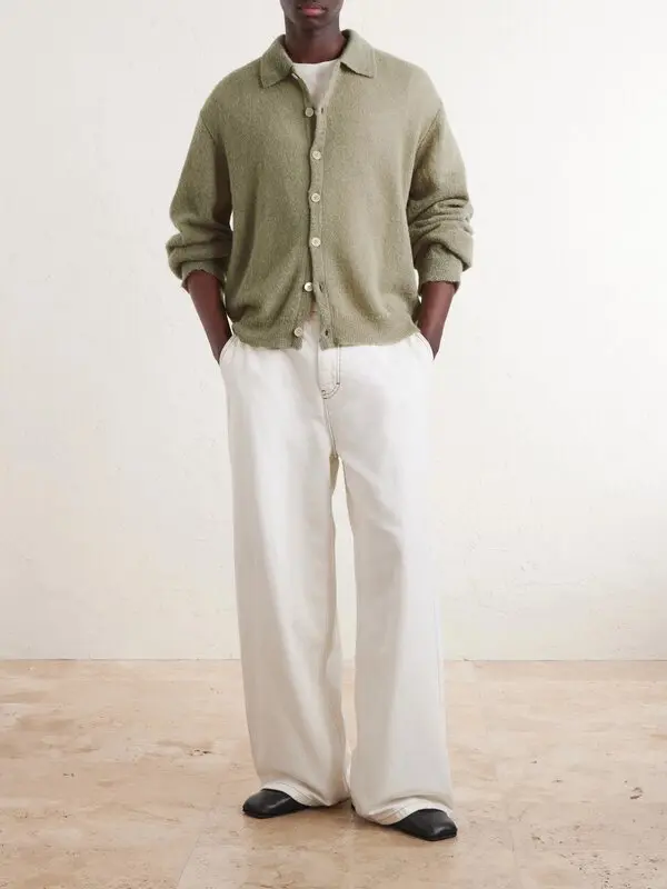 Our Legacy Evening Polo Alpaca And Wool-blend Cardigan - Green
