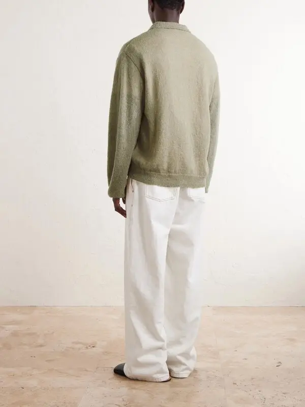 Our Legacy Evening Polo Alpaca And Wool-blend Cardigan - Green