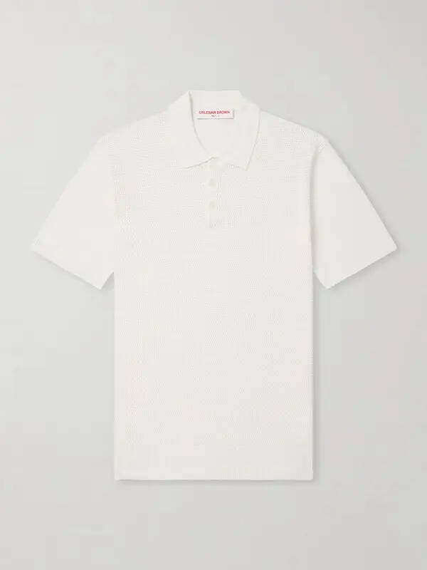 Orlebar Brown Burnham Tie Stitch Ii Silk And Cotton-blend Polo Shirt - Neutrals