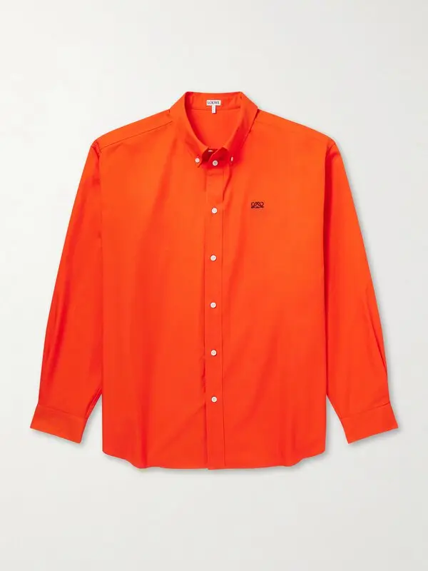 Loewe Anagram-embroidered Cotton Shirt - Red