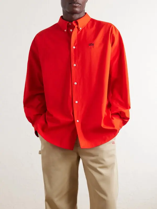 Loewe Anagram-embroidered Cotton Shirt - Red