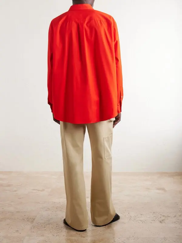 Loewe Anagram-embroidered Cotton Shirt - Red