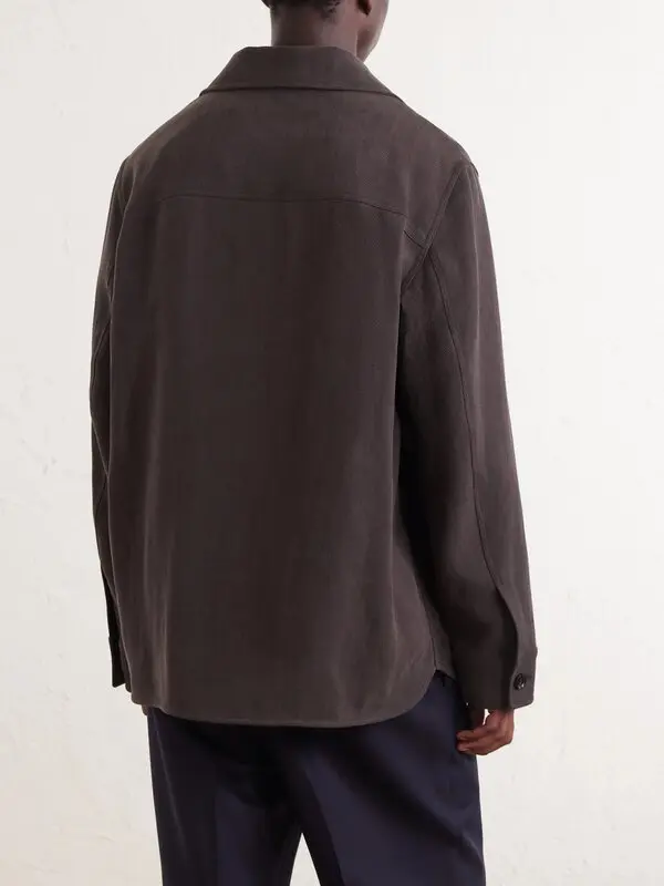 Loro Piana Evandro Herringbone Linen Overshirt