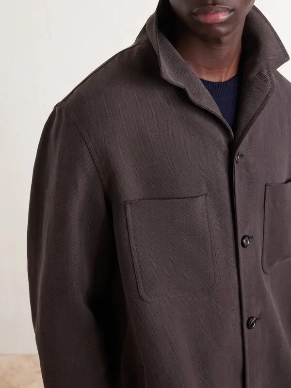 Loro Piana Evandro Herringbone Linen Overshirt