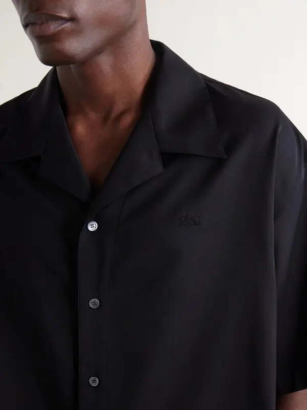 Loewe Logo-embroidered Short-sleeve Wool-blend Shirt