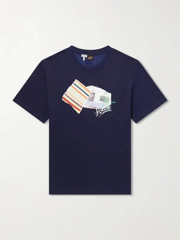 Loewe Paula's Ibiza Patch-appliqué Cotton-blend Jersey T-shirt - Blue