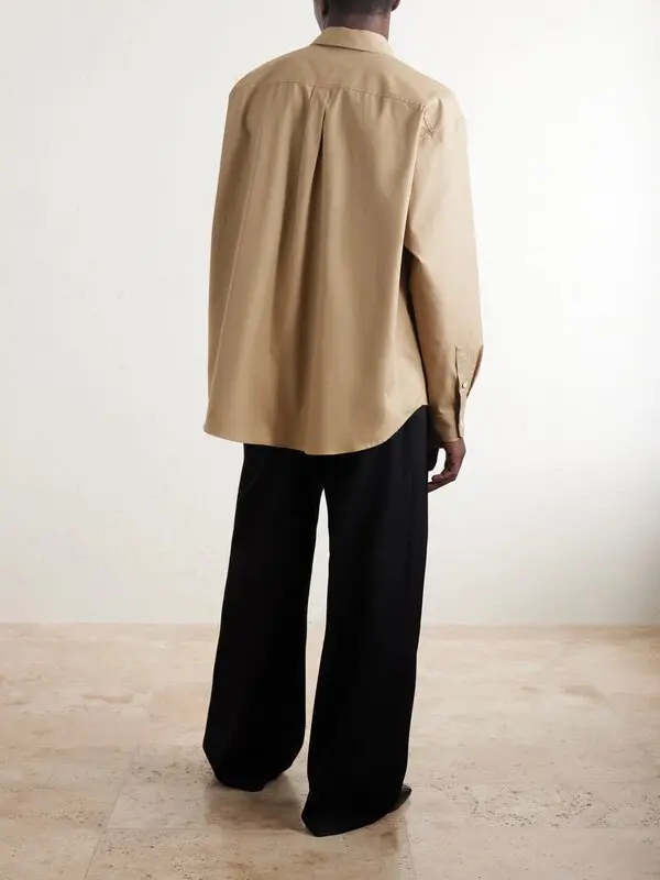Loewe Anagram-embroidered Cotton Shirt - Neutrals