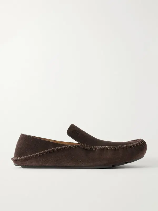 Loewe Rambla Suede Driving Loafers - Brown