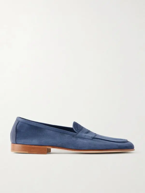 EDWARD GREEN Polperro Suede Penny Loafers - Blue