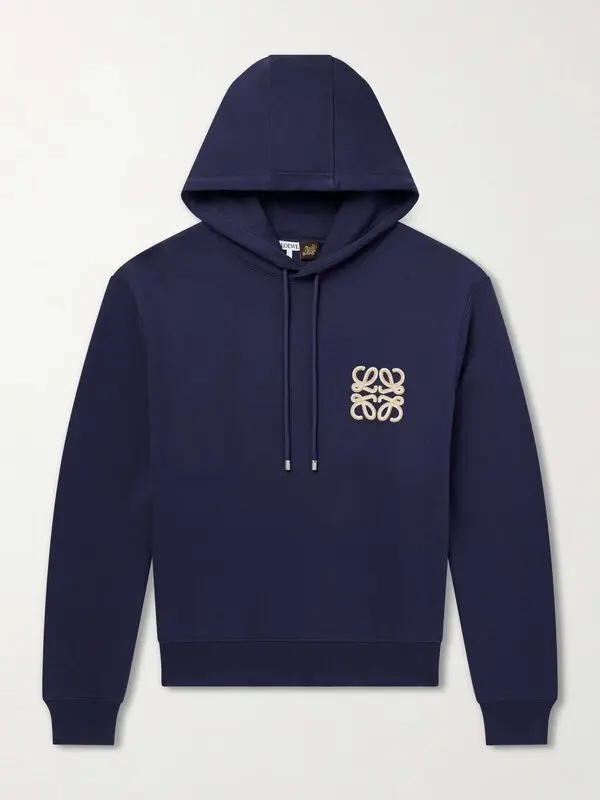 Loewe Paula's Ibiza Anagram-embroidered Cotton-jersey Hoodie - Navy