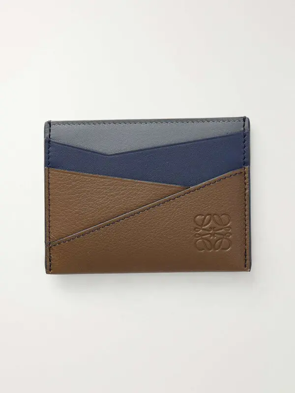 Loewe Puzzle Anagram-debossed Panelled Leather Cardholder - Brown